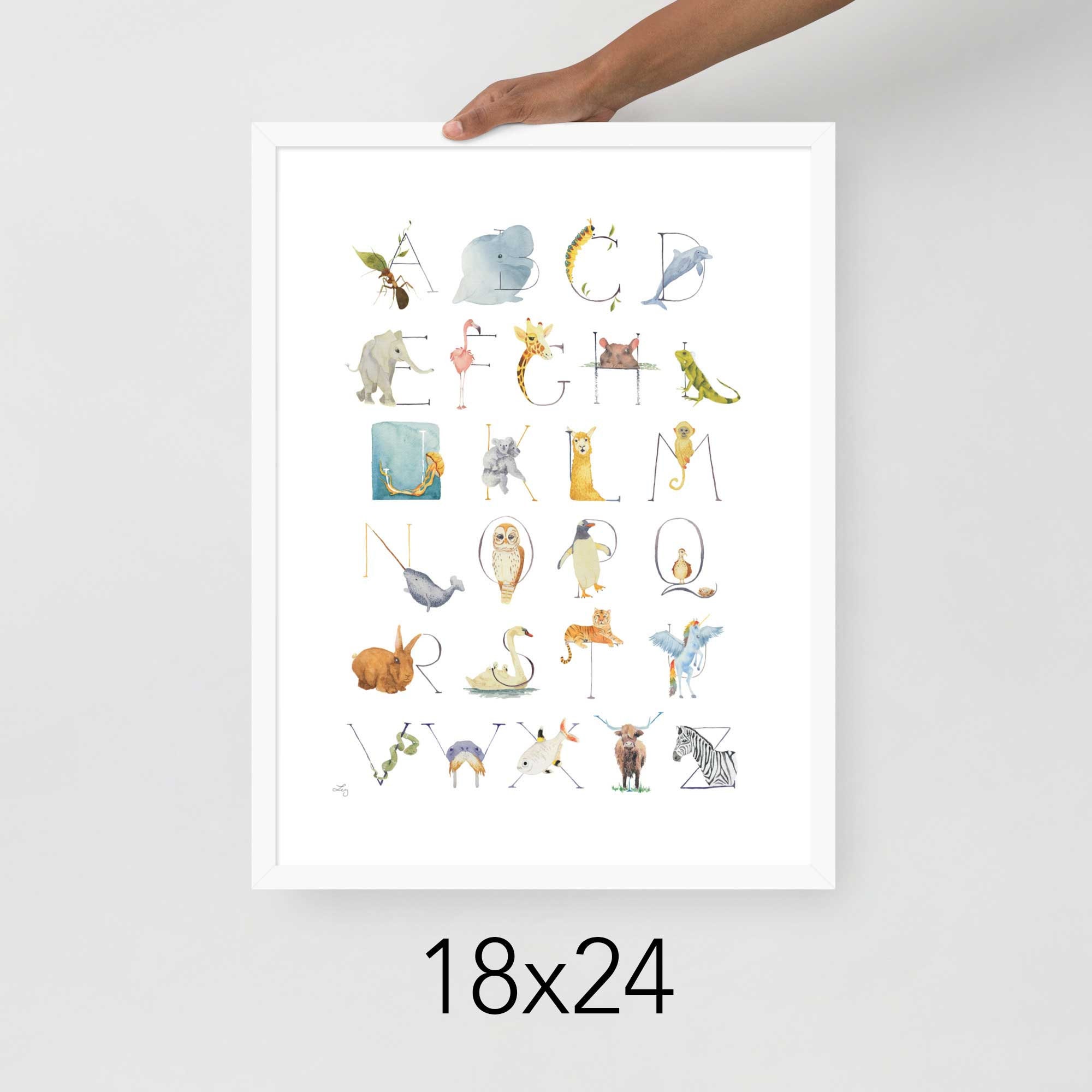 Animal Alphabet Poster, Large Nursery Wall Art, Animal Letter Poster - Etsy