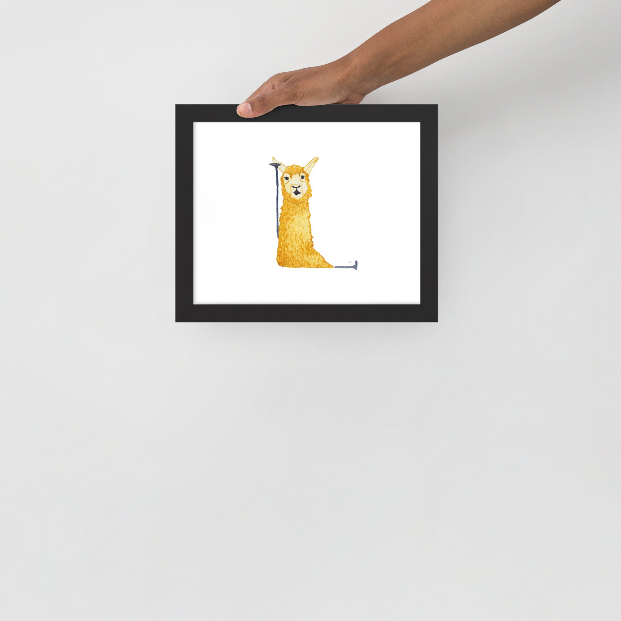 L is for Llama Framed Letter Poster, Watercolor Print for Baby Nursery ...