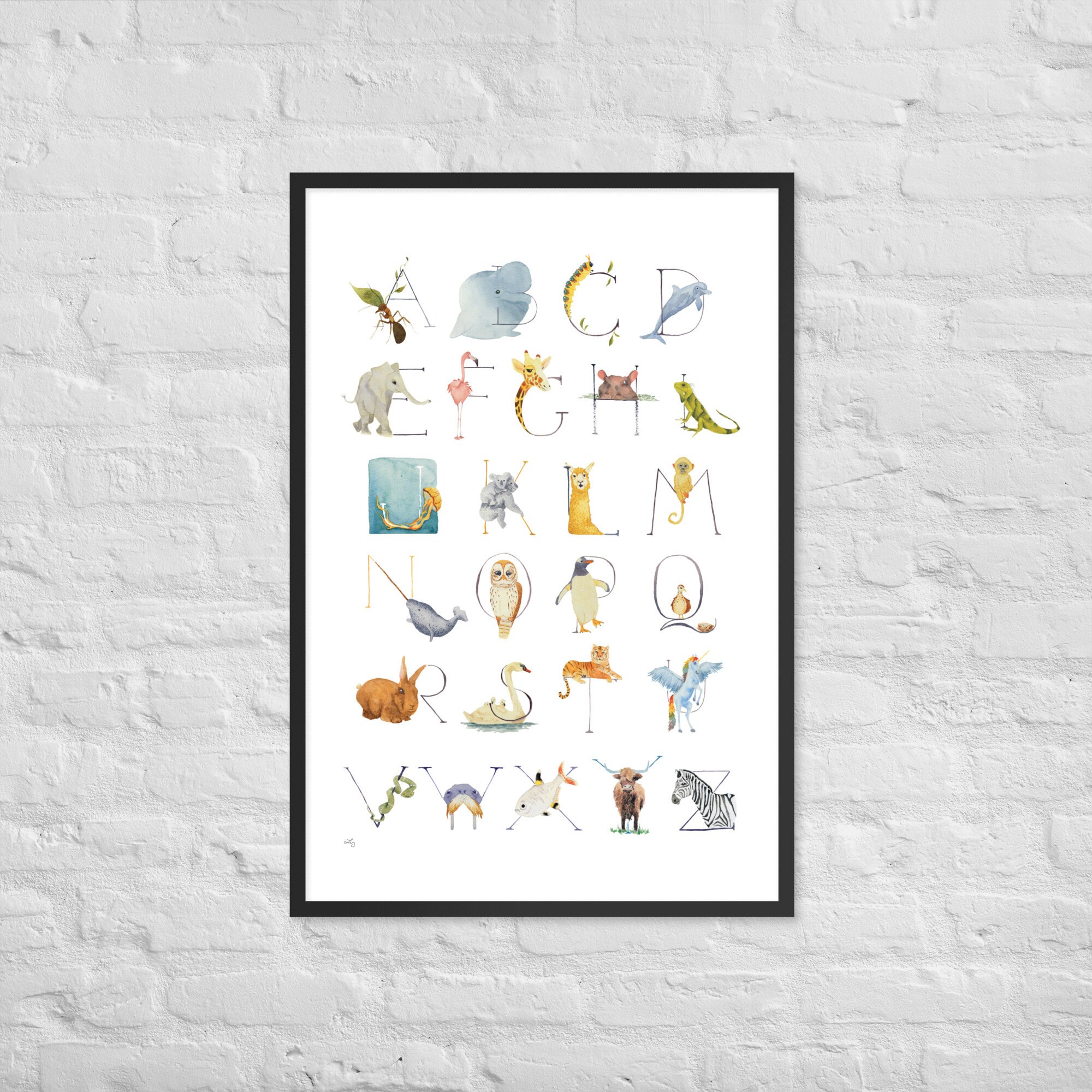 Animal Alphabet Poster, Large Nursery Wall Art, Animal Letter Poster - Etsy