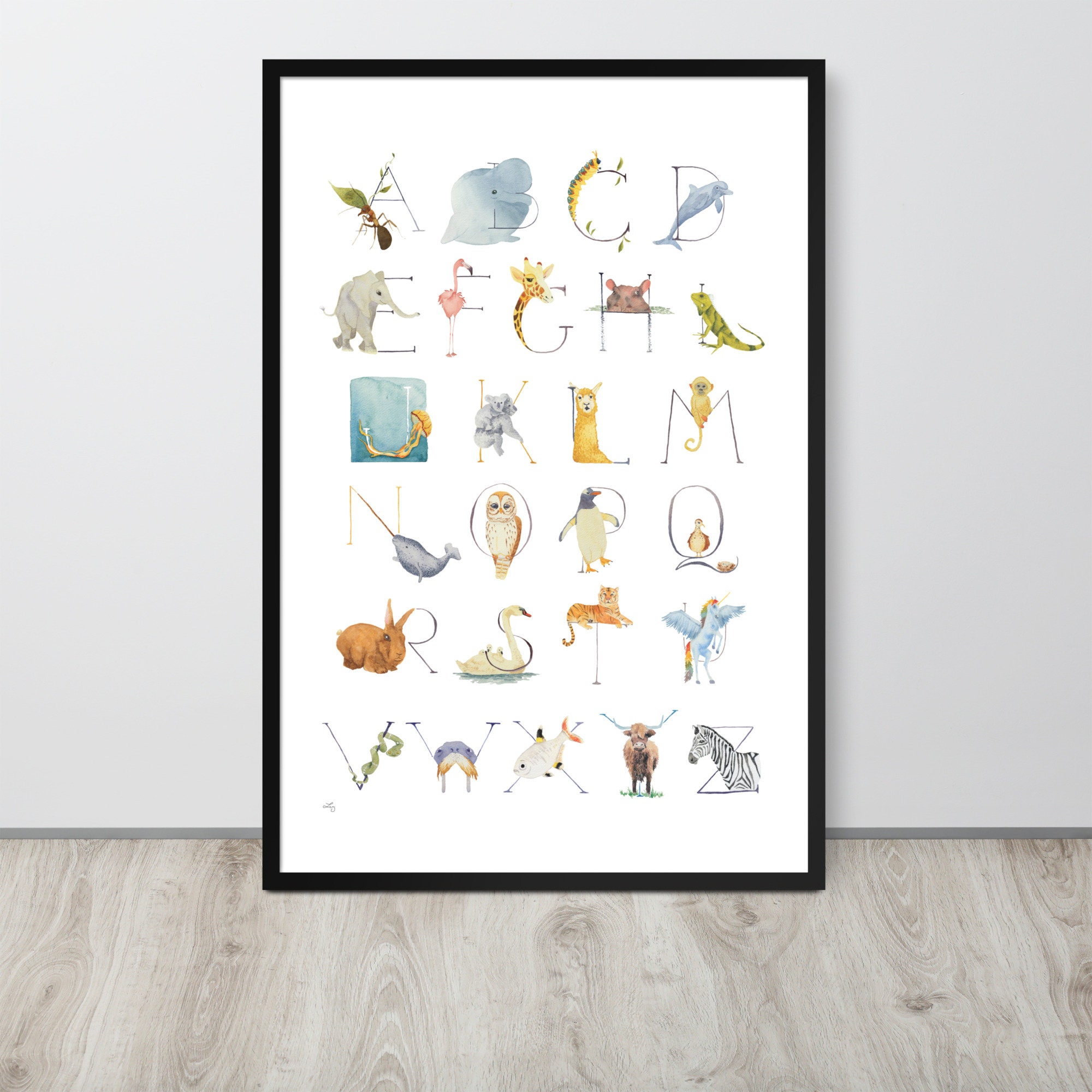 Animal Alphabet Poster, Large Nursery Wall Art, Animal Letter Poster - Etsy