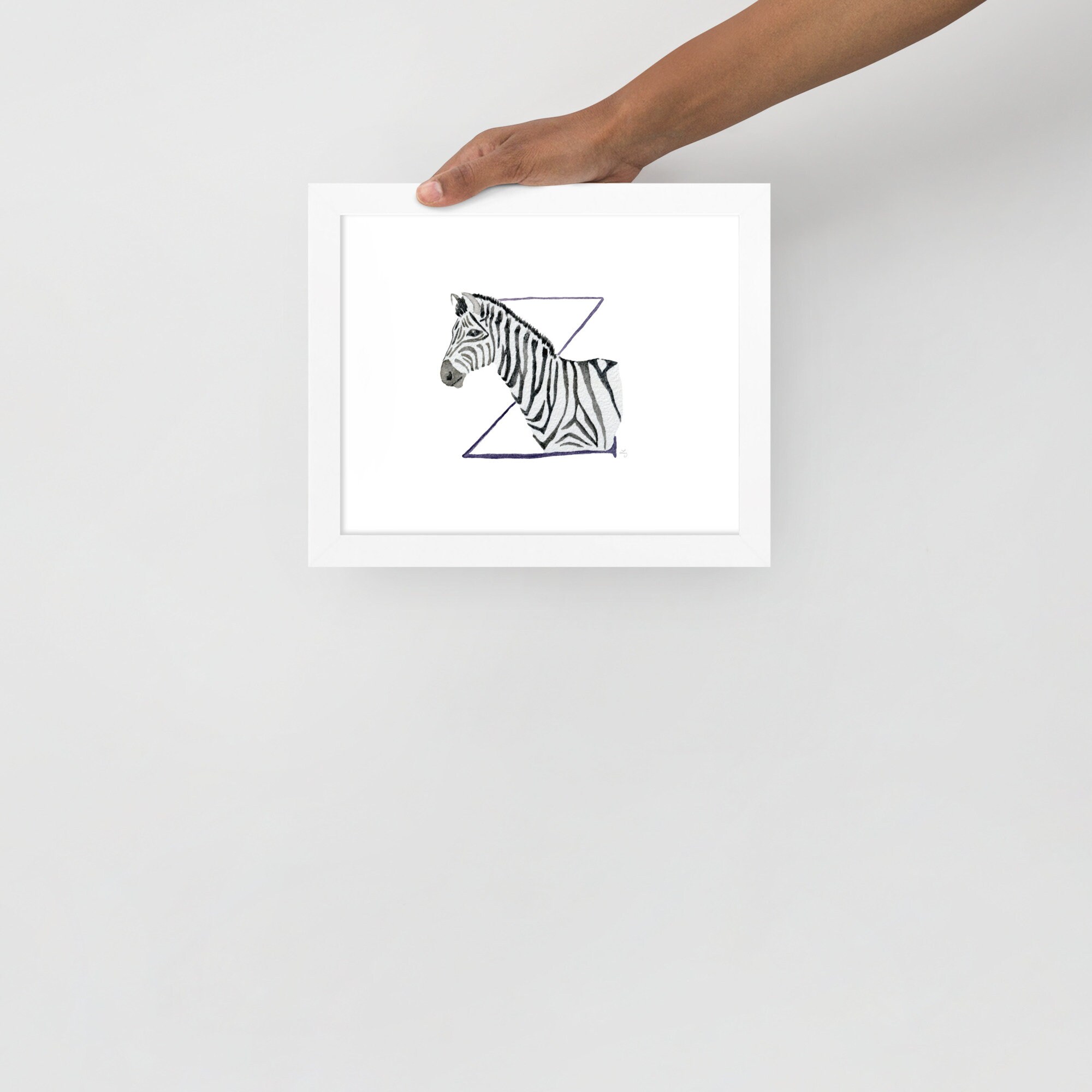 Z is for Zebra Framed Letter Poster, Watercolor Print for Baby Nursery ...