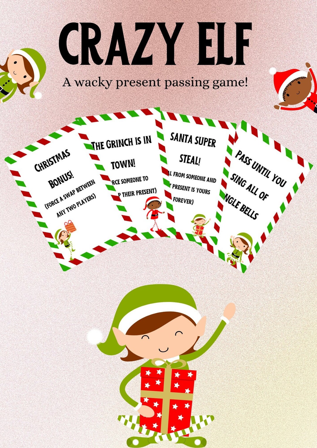 Crazy Elf, a Gift Exchange Game, Gift Exchange Game, Printable ...
