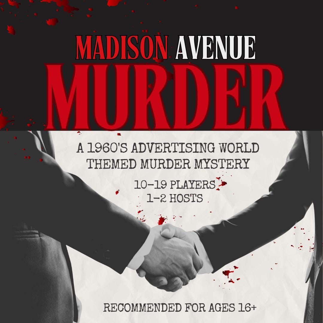 Madison Avenue Murder - A 1960s Murder Mystery Party Game | Immersive ...