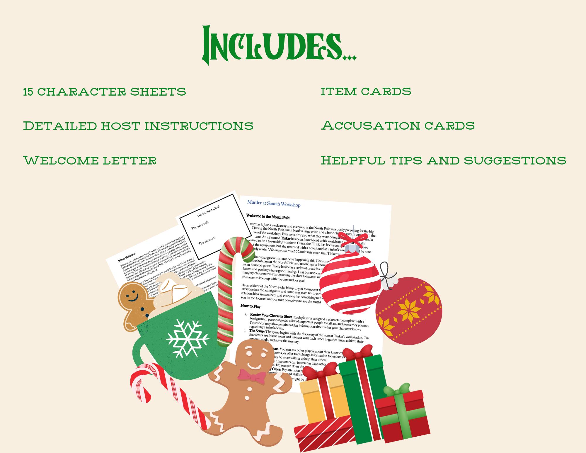 Santa's Workshop Murder Mystery Game | Holiday Role-playing Party Game ...