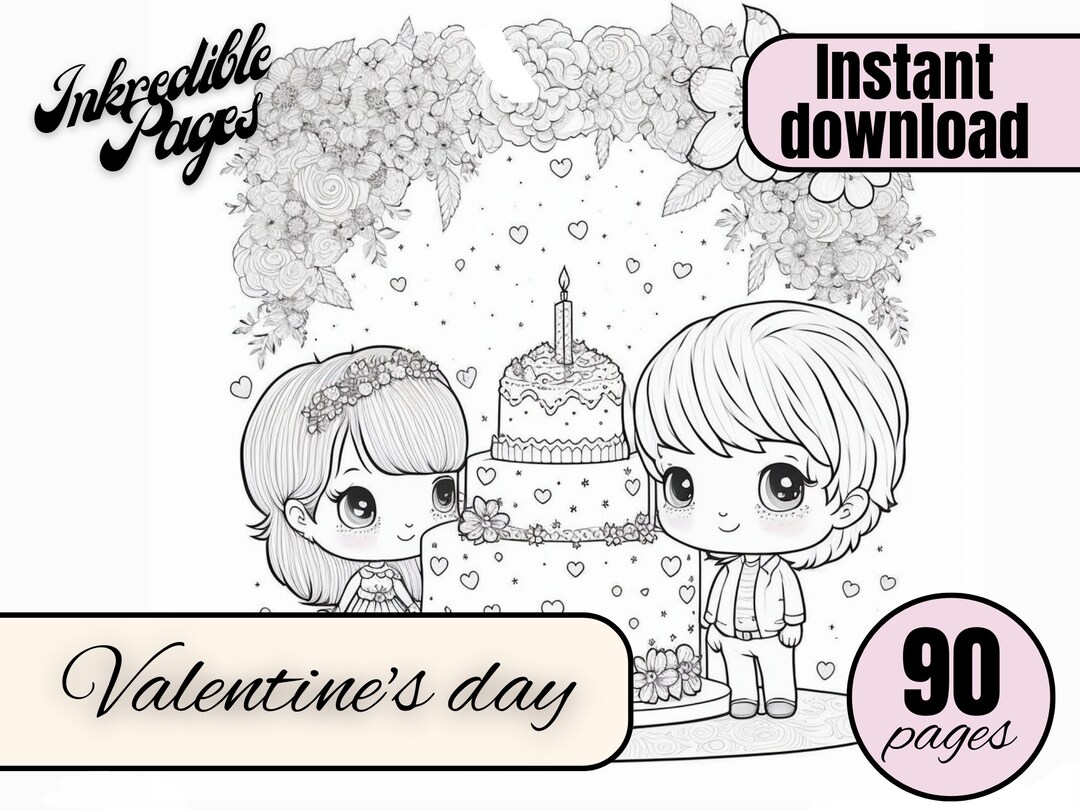 Coloring Pages for Adults Valentine Day Cute to Color Adult - Etsy