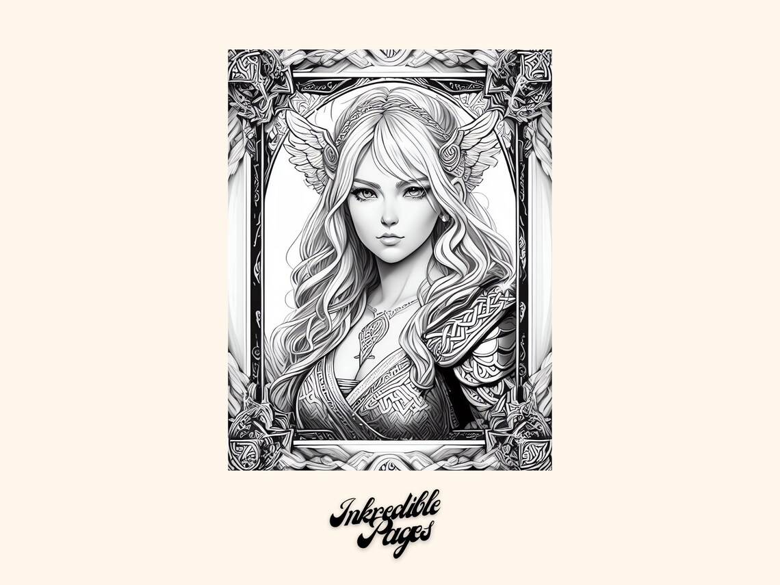 Coloring Pages for Adults Valkyrie Portrait Grayscale to Color Adult ...