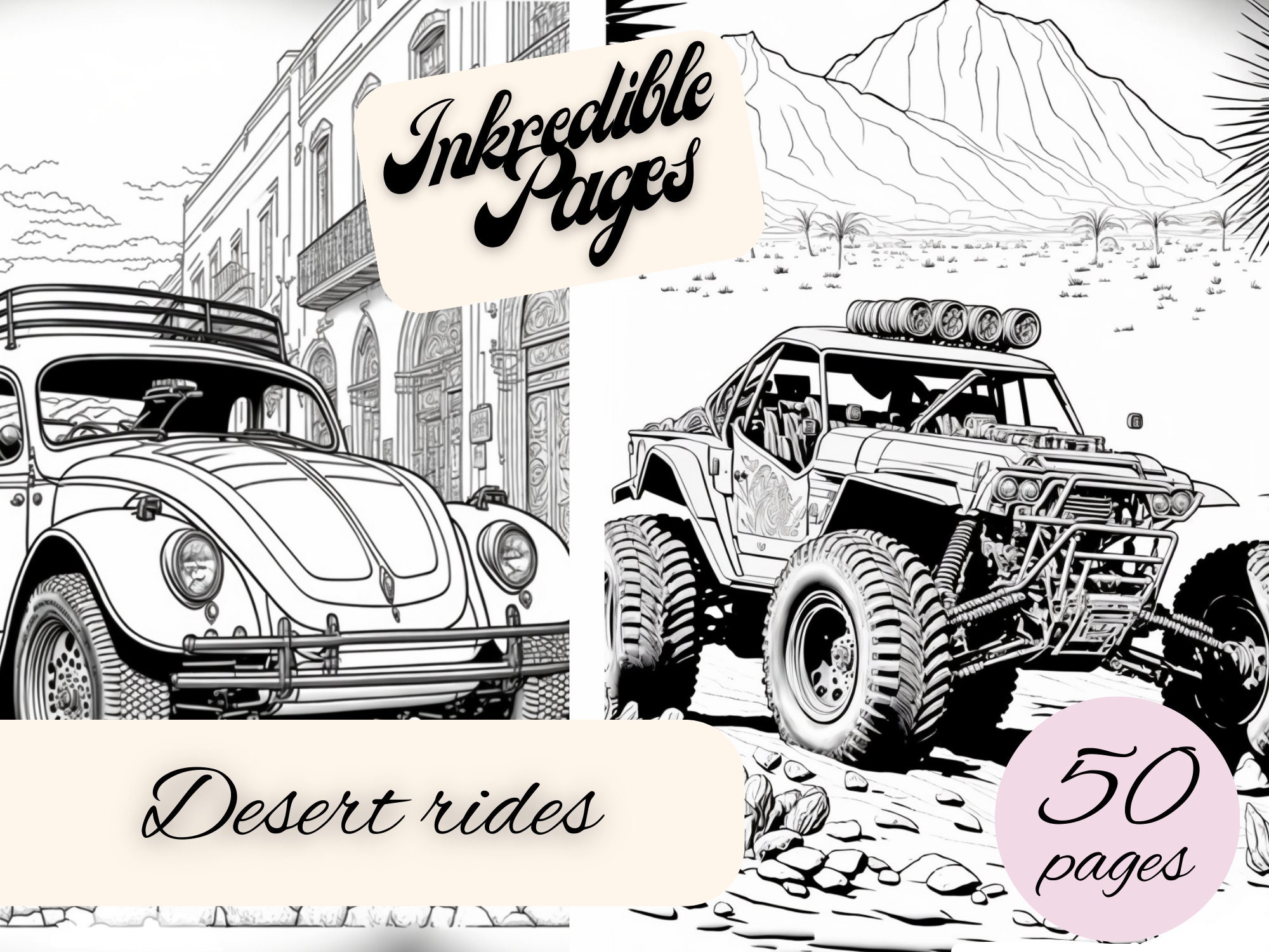 Coloring Pages for Adults Desert Rides to Color Adult Coloring - Etsy