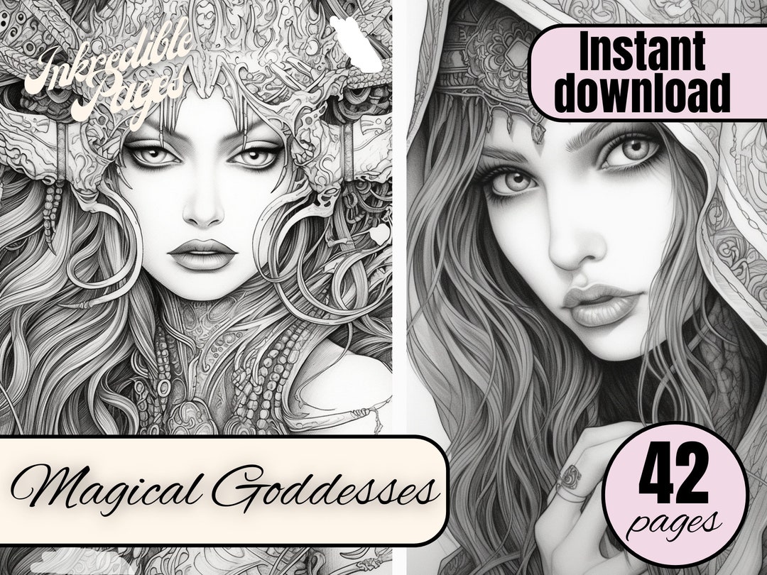 Coloring Pages for Adults Magical Goddesses Adult Coloring Book ...