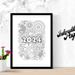2024 New Year's Floral Zentangle Coloring Book 20 Intricate Designs to ...