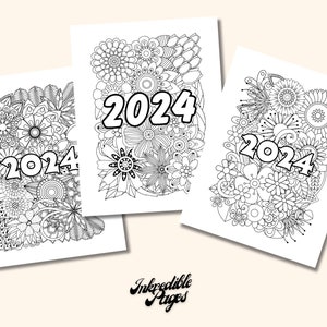 2024 New Year's Floral Zentangle Coloring Book 20 Intricate Designs to ...