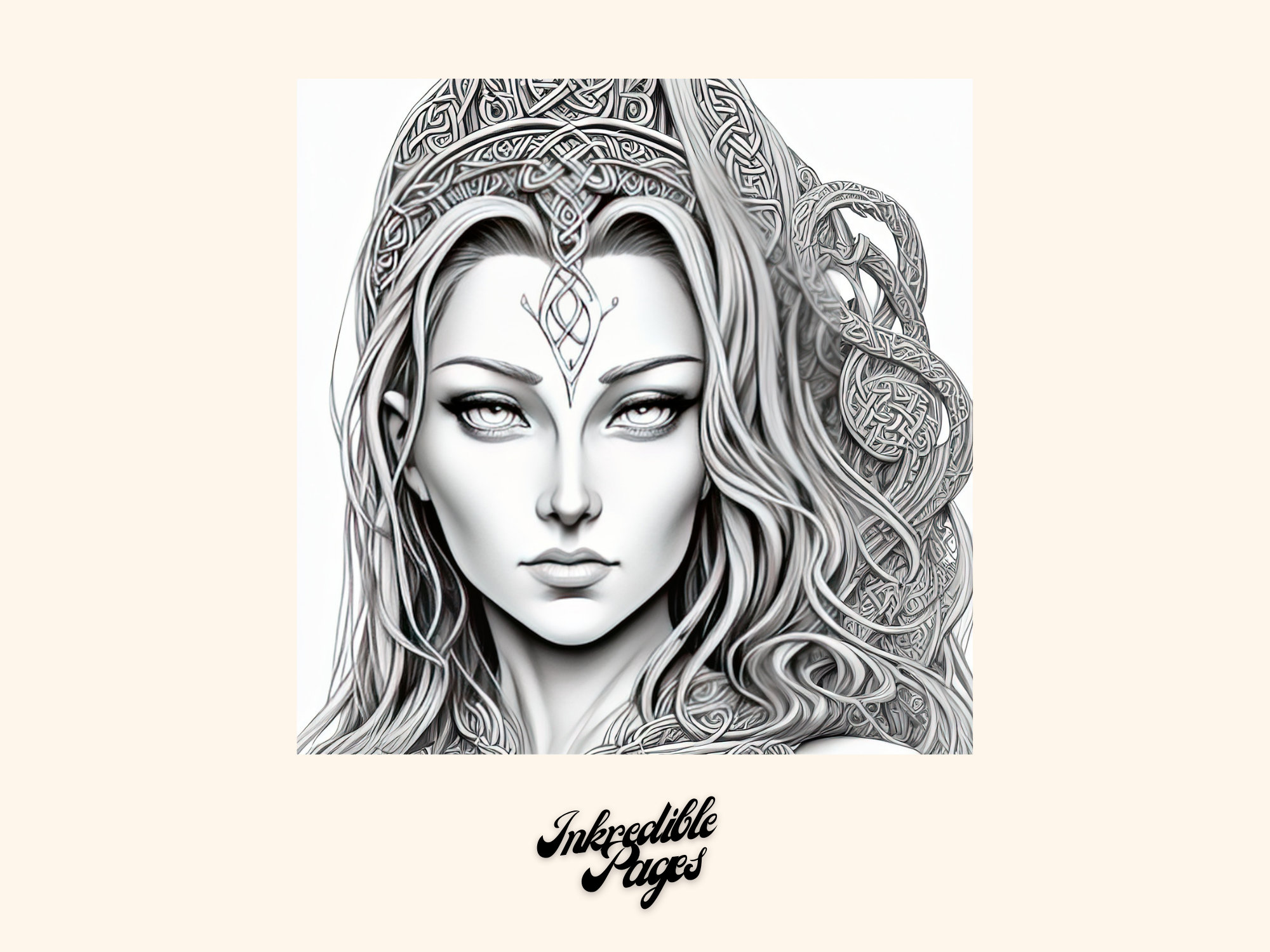 Coloring Pages for Adults Celtic Girls Grayscale to Color - Etsy