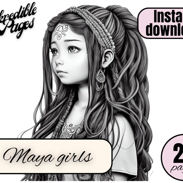 Maya Girls Coloring Book - Etsy