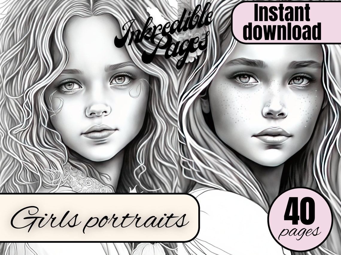 Coloring Pages for Adults Girls Portrait to Color Grayscale Adult ...