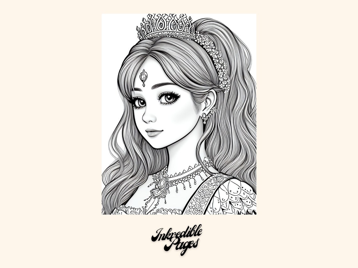 Coloring Pages for Adults Princesses Grayscale to Color Adult Coloring ...