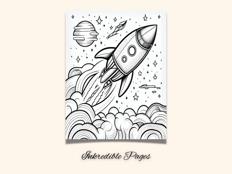 Coloring Page for Adults Cartoon Rocket Ship to Color Coloring Book for ...