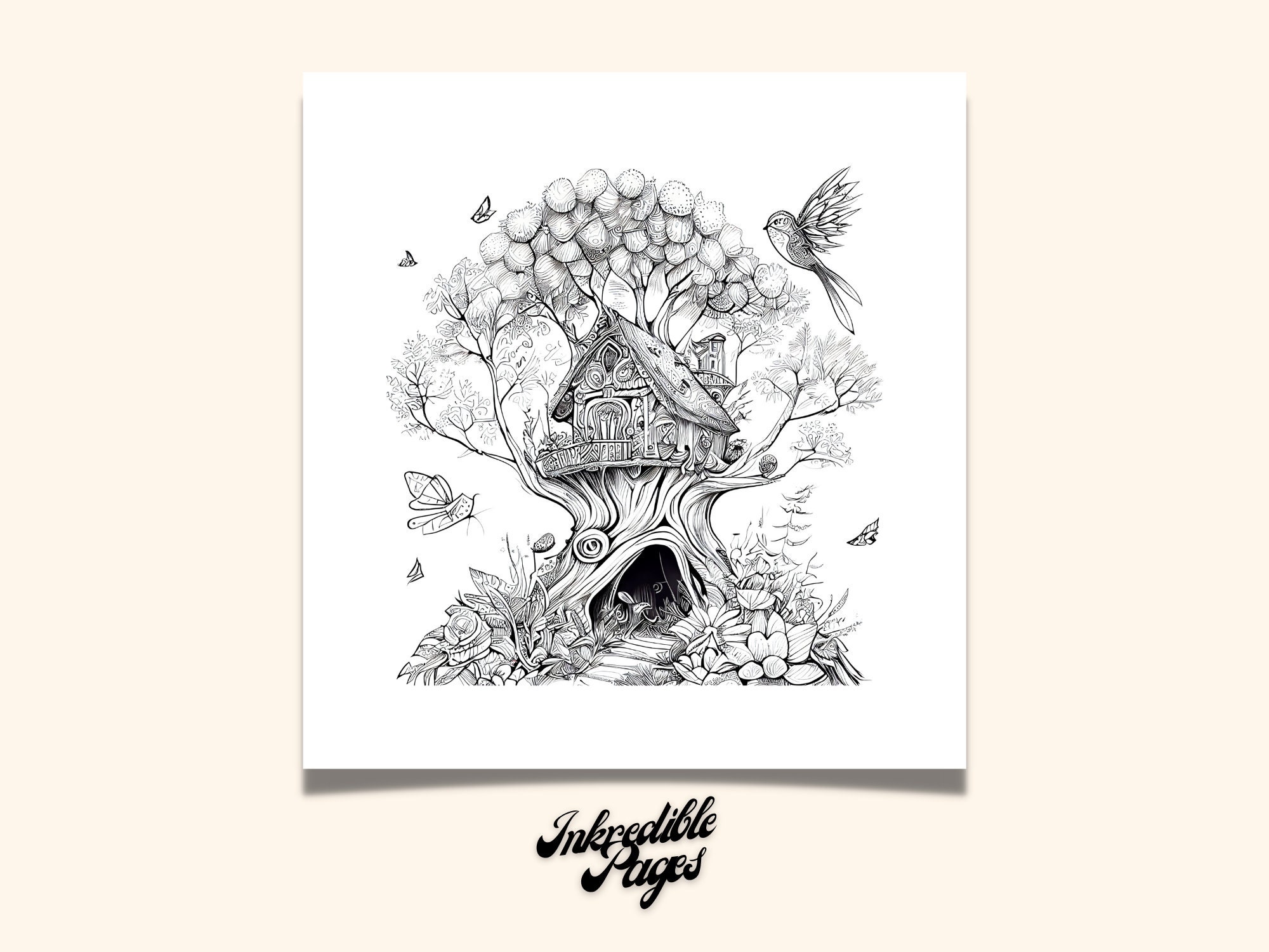 Coloring Pages for Adults Fairy Houses to Color Adult Coloring - Etsy