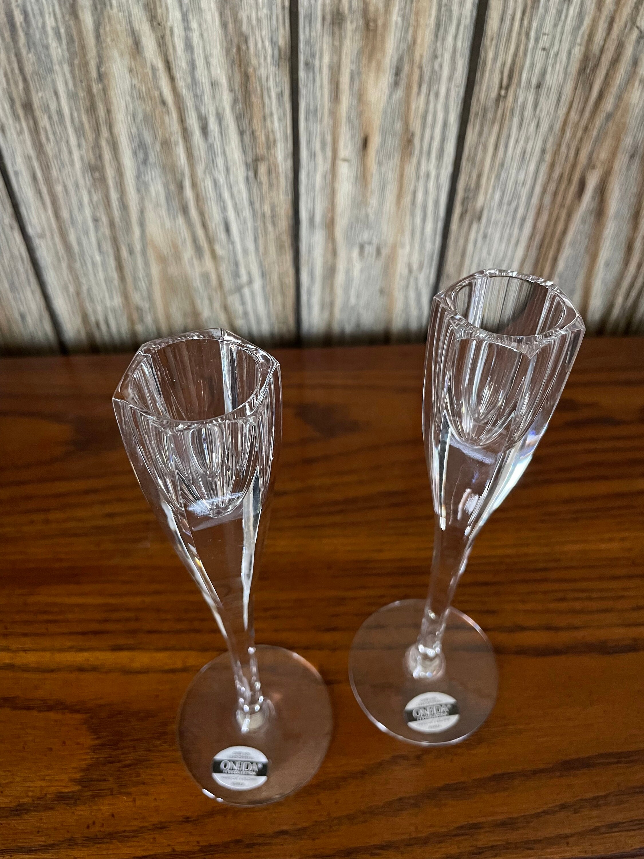 Vintage Oneida Crystal Pair of Candlestick Holders Made in Korea - Etsy
