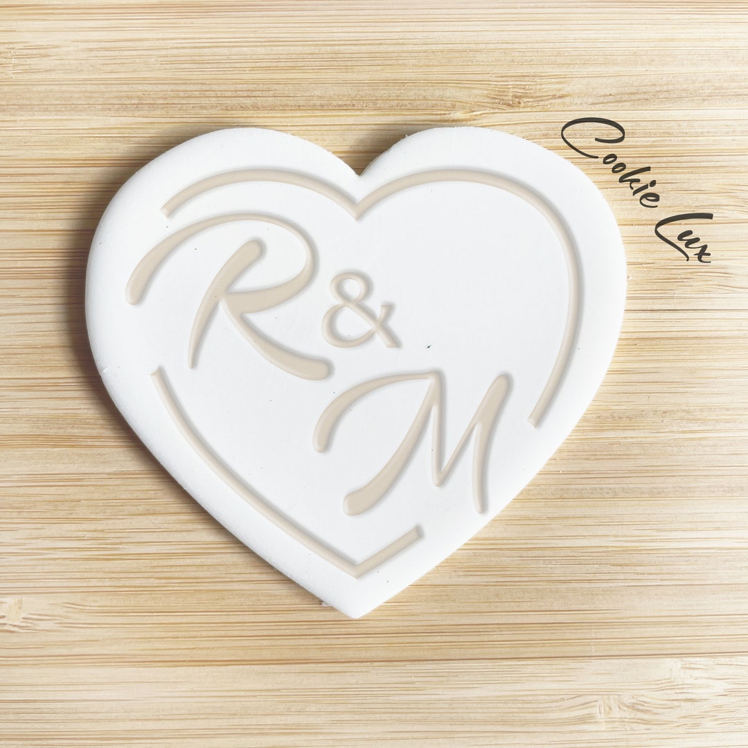 Custom Heart With Wedding Initials Personalized Wedding Cookie Stamp ...