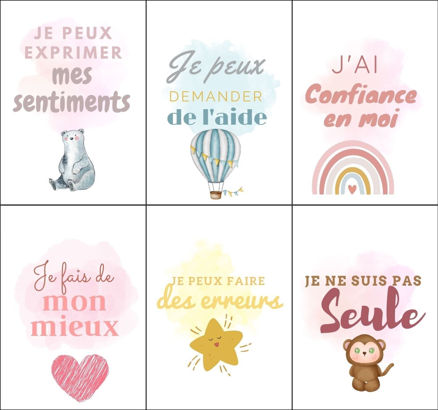 36 Cartes Affirmations Positives Pour Enfant Citations Etsy France