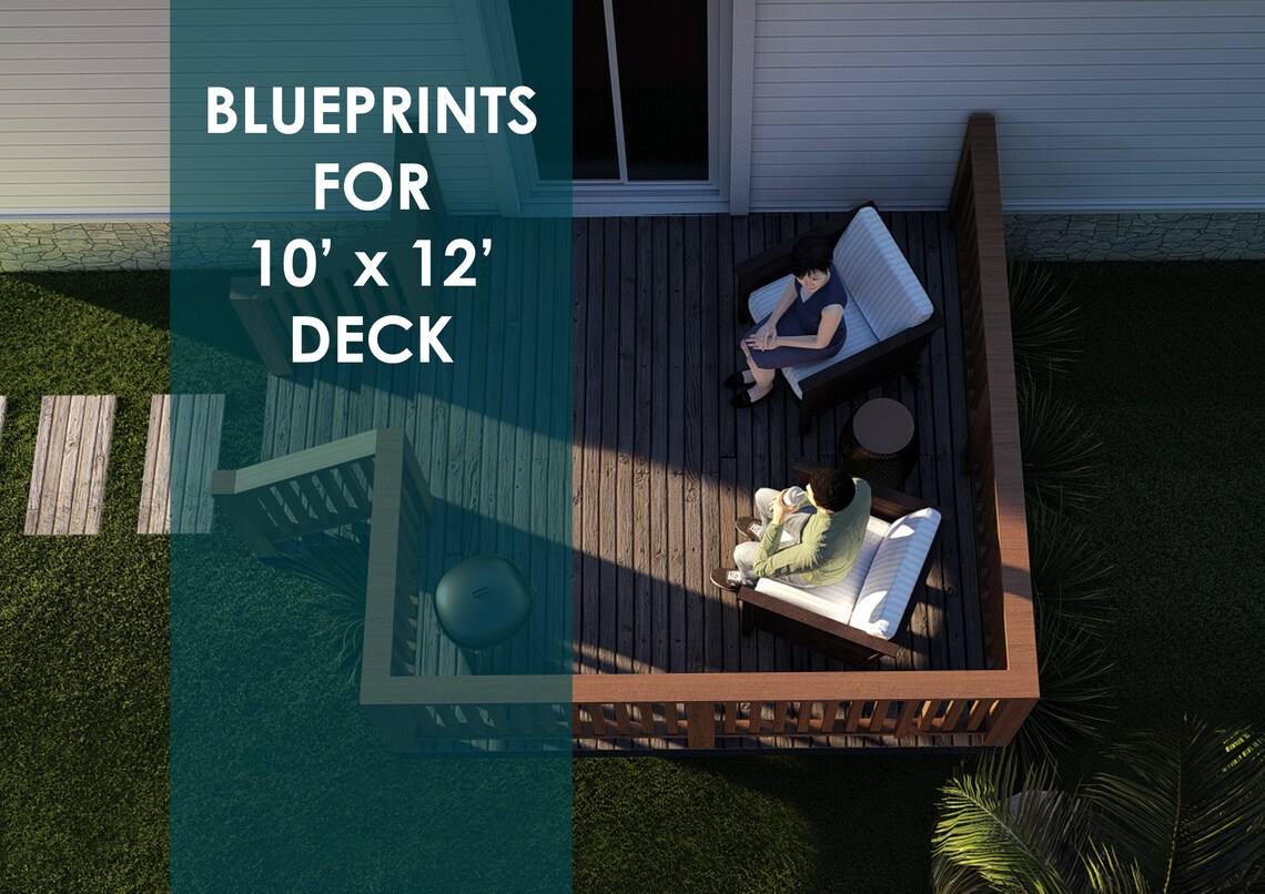 Deck Plans / Drawing Set - 10*12 Deck Drawings / DIY Woodworking Plans ...