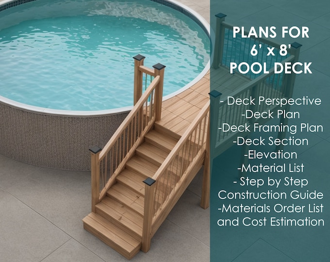 Pool Deck Plans Pool Deck Sign Above Ground Pool Deck 17'×20' 24' Round ...