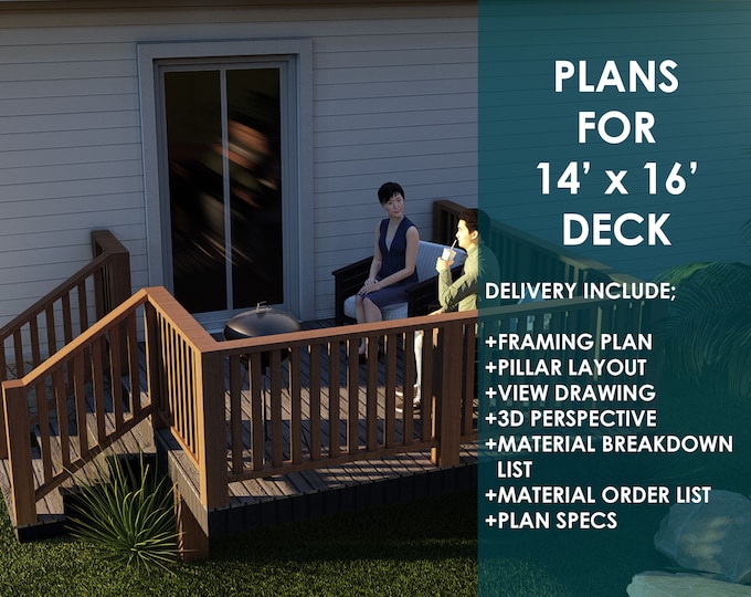 Deck Plans 16x16 for DIY Construction and Permit - Etsy Canada