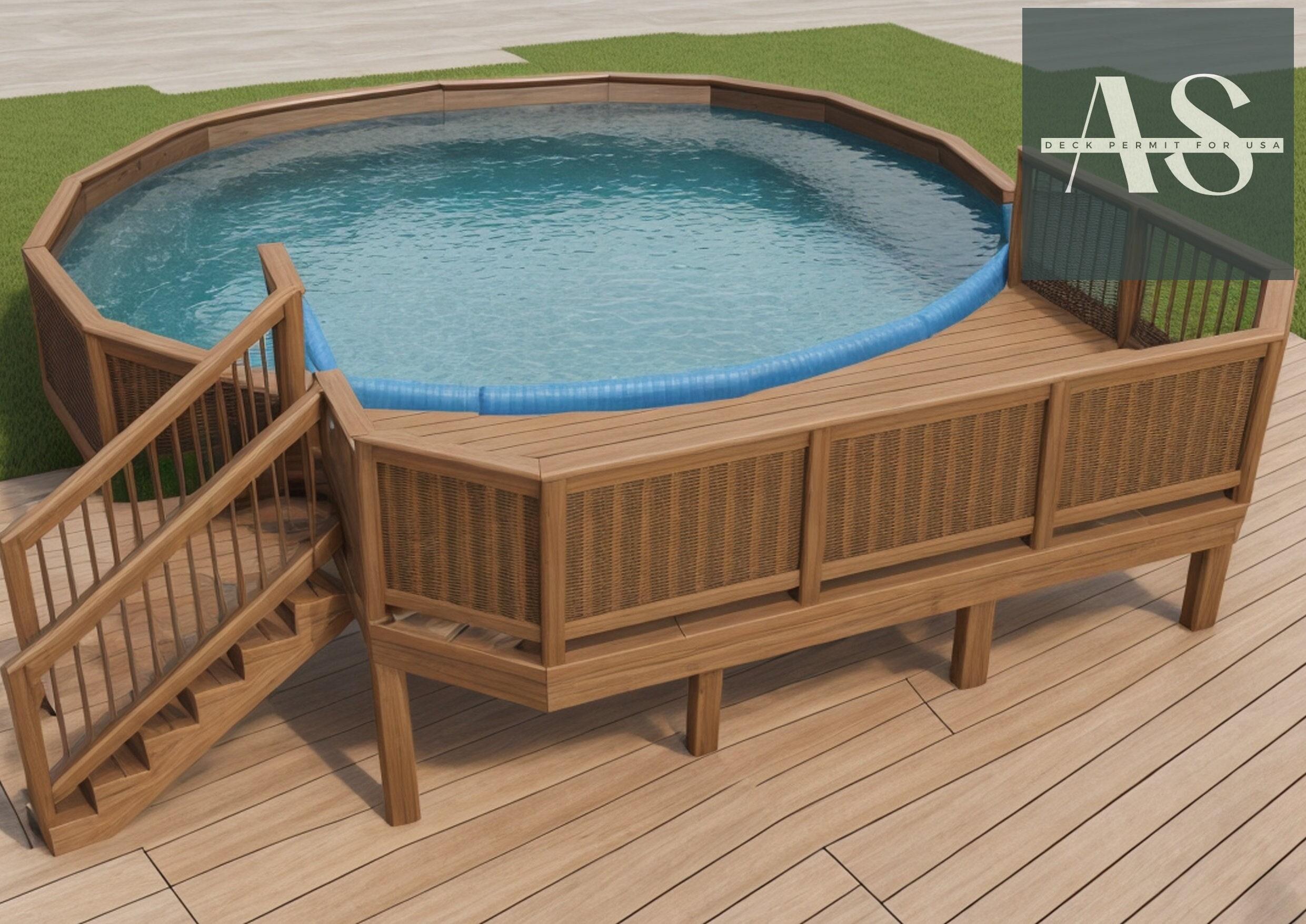 Poolside Paradise: Premium 16'x10' Deck Blueprint for Your Dream 24 ...