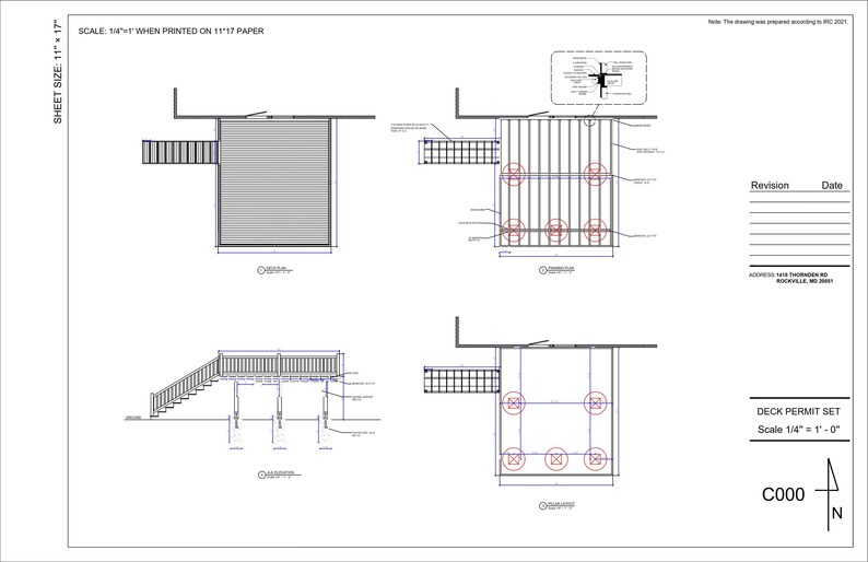 Custom Deck Plans / Deck Permit Set Drawing / Deck Views / Deck ...