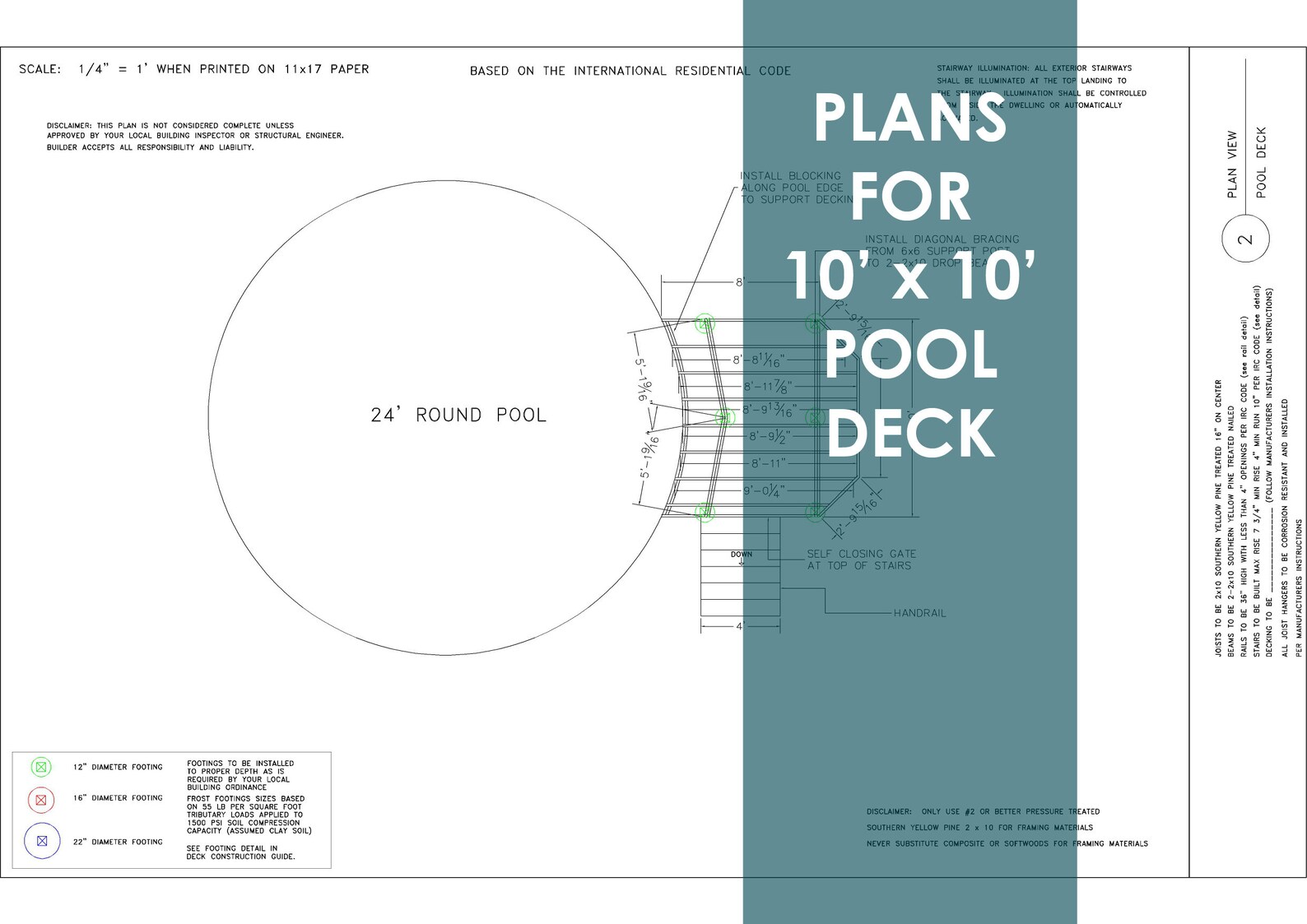 Plans for Above Ground Pool Deck (10x10) 24' Round Pool 52" High - Etsy