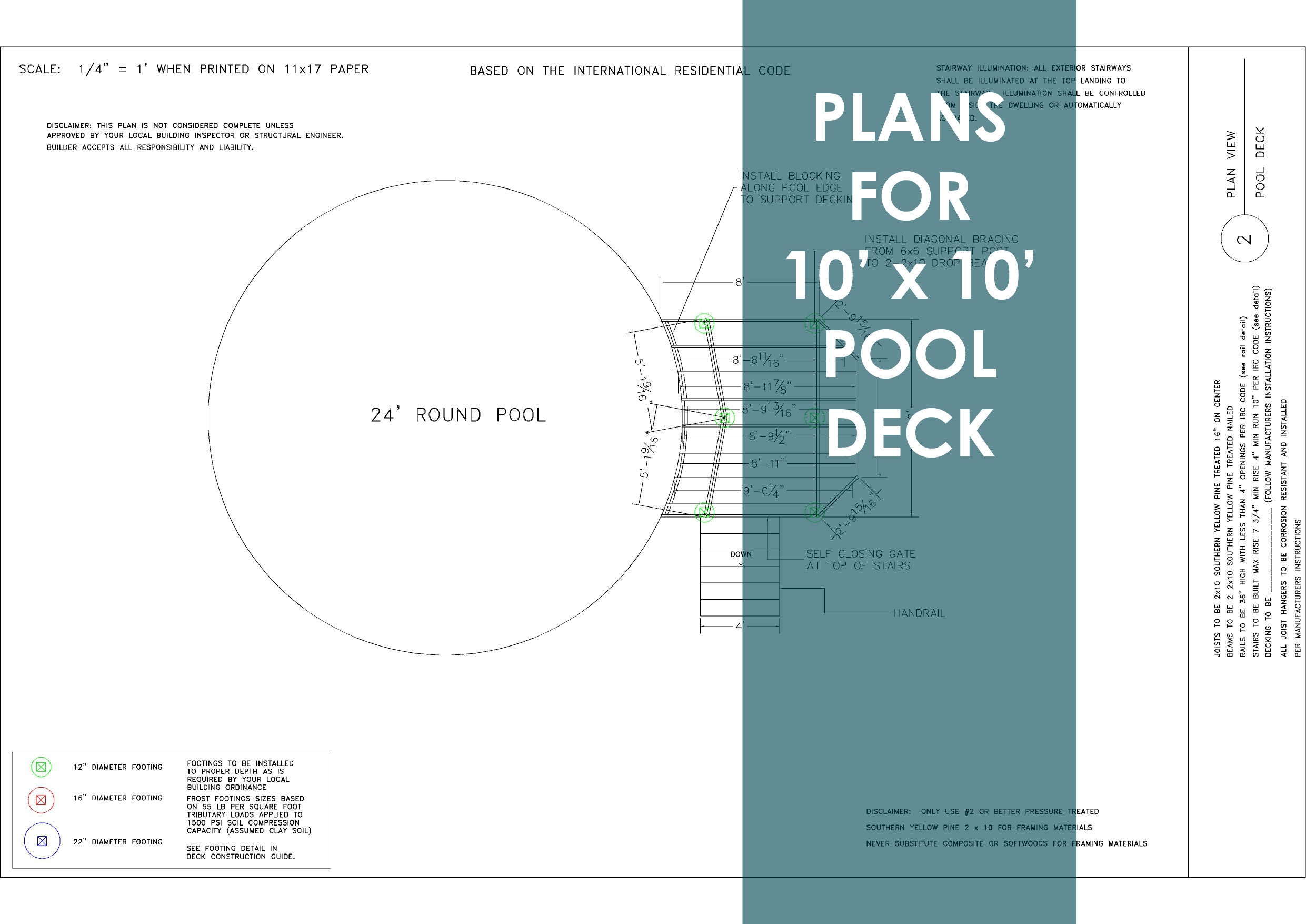 Plans for Above Ground Pool Deck (10x10) 24' Round Pool 52" High - Etsy