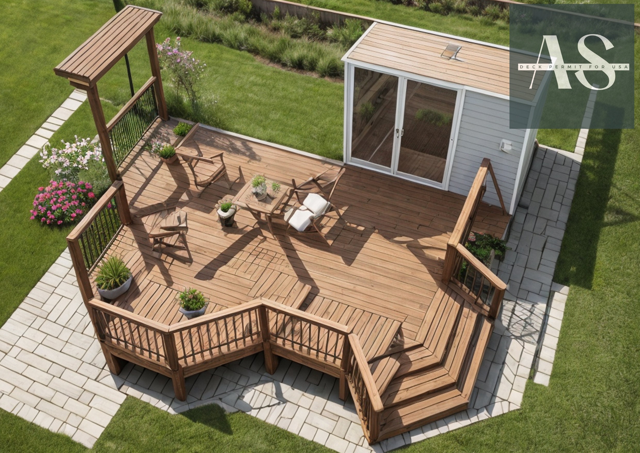 Complete 20'x16' Deck Blueprint Package: Framing Plan, Perspective ...
