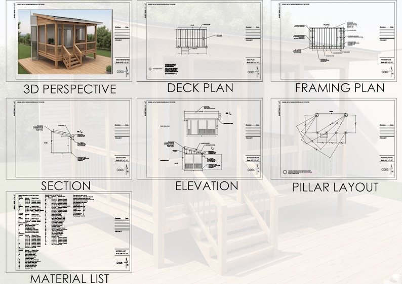 Premium 16'x10' Porch Deck Blueprints, Deck Plans: Expert Designs for ...
