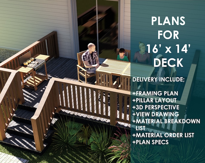 20x12 Porch Deck Plans | DIY Patio Blueprint, Material List (digital ...