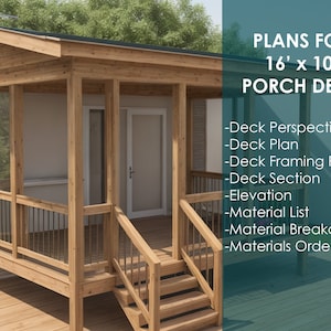 Premium 16'x10' Porch Deck Blueprints, Deck Plans: Expert Designs for ...