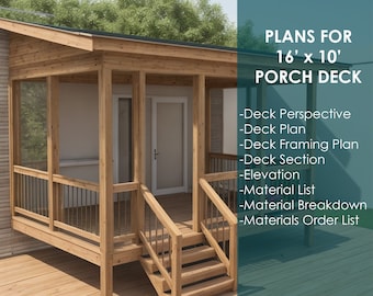 Premium 16'x14' Deck Blueprints, Deck Plans: Expert Designs for Your ...