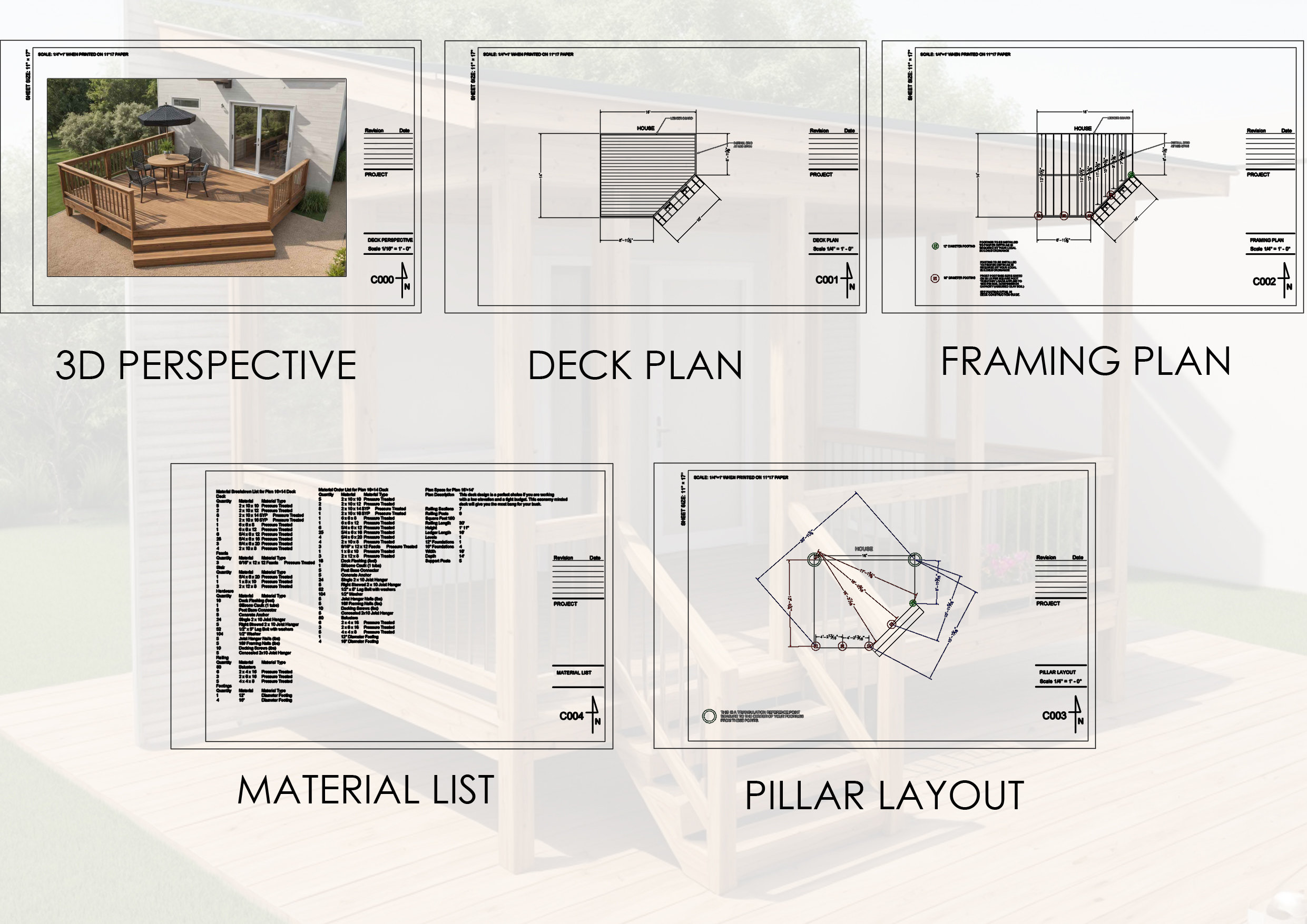 Premium 16'x14' Deck Blueprints, Deck Plans: Expert Designs for Your ...