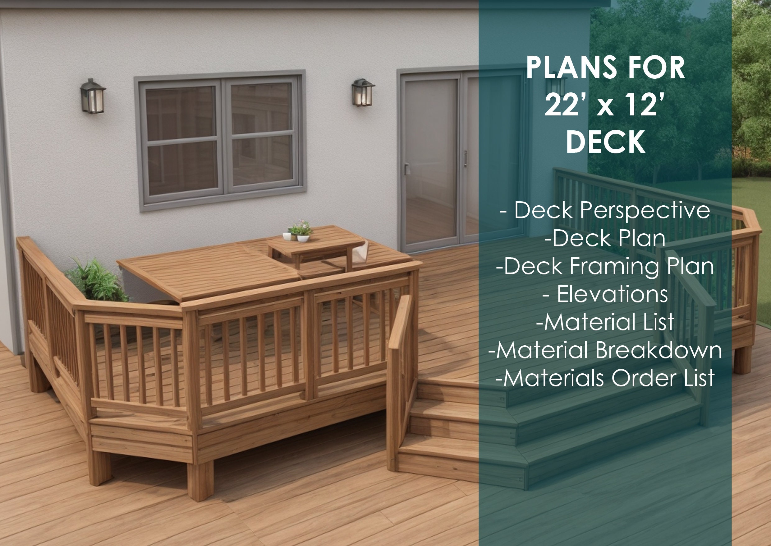 Premium 22'x12' Deck Blueprints - DIY Outdoor Oasis Design for Your ...