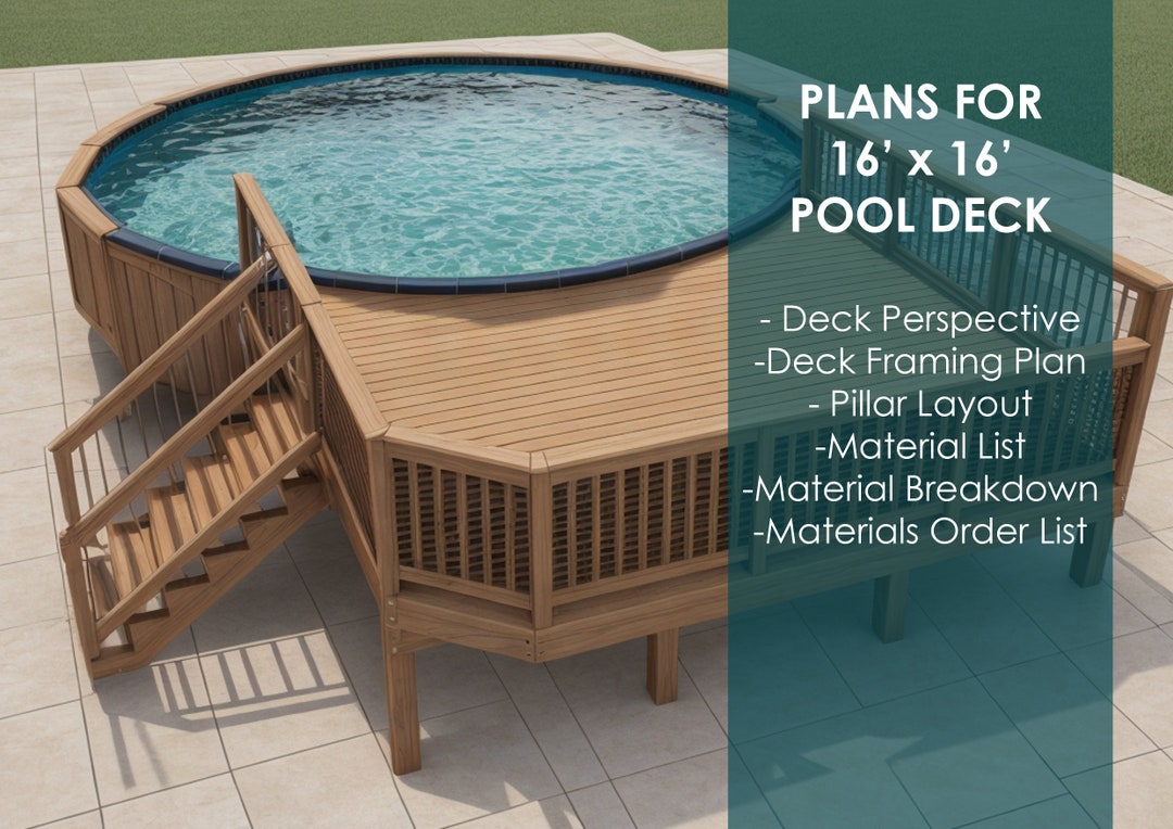 Premium 16'x16' Pool Deck Blueprint - Elevate Your Outdoor Space - Etsy