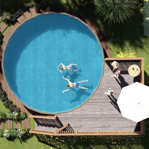 Poolside Paradise: Premium 17'x20' Deck Blueprint for Your Dream 24 ...