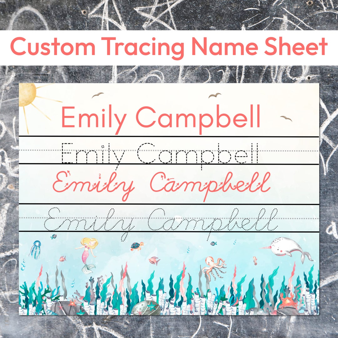 Mermaid | Custom Name | Tracing Practice | Handwriting Trace ...