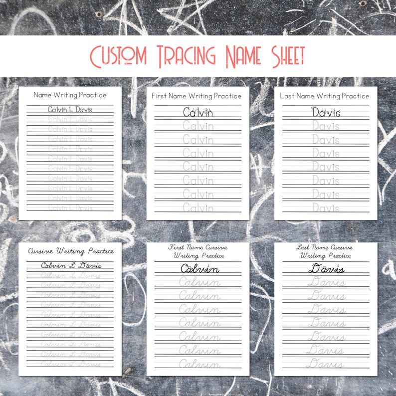 Custom Name Tracing Sheet | Practice Cursive Printable | Handwriting ...