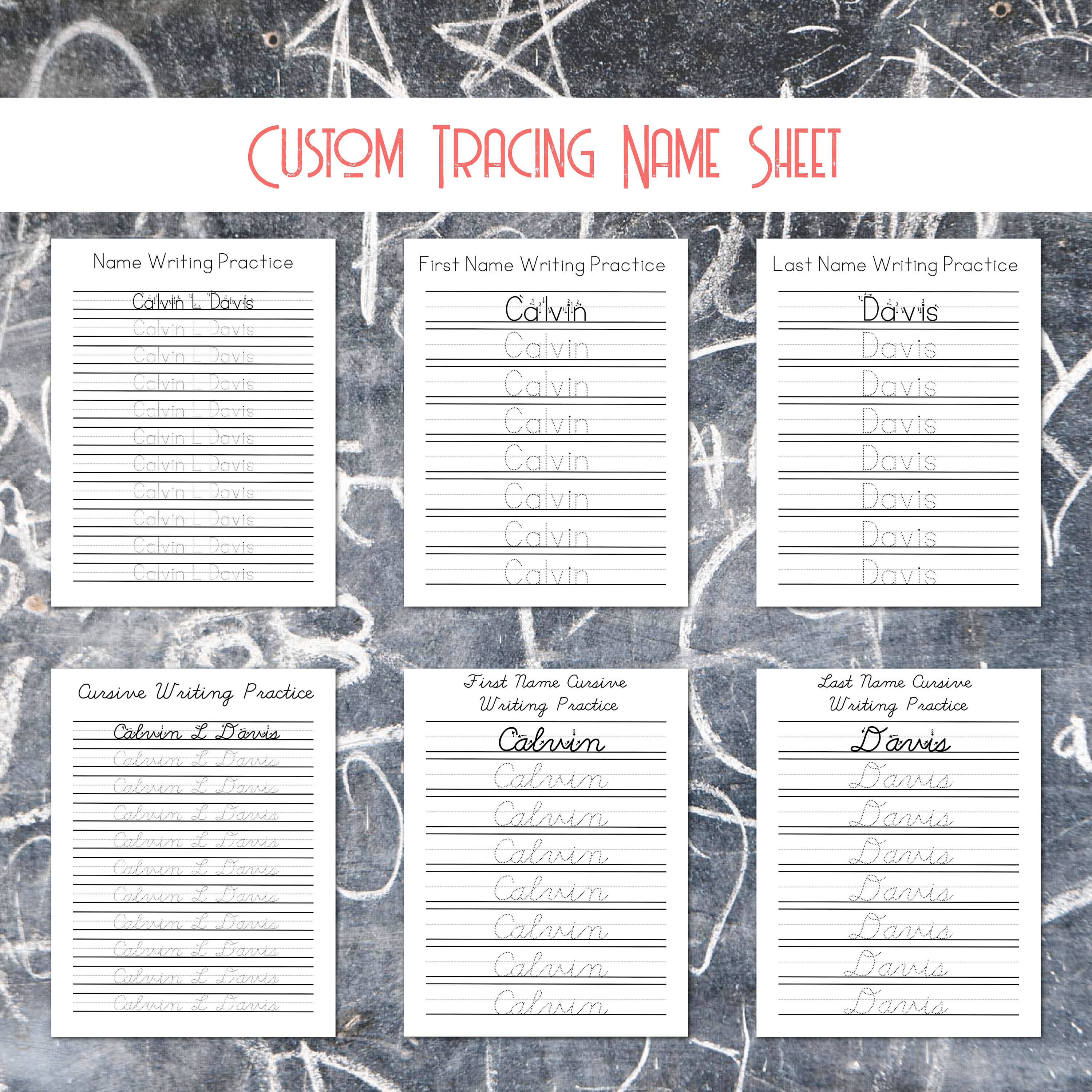 Custom Name Tracing Sheet | Practice Cursive Printable | Handwriting ...