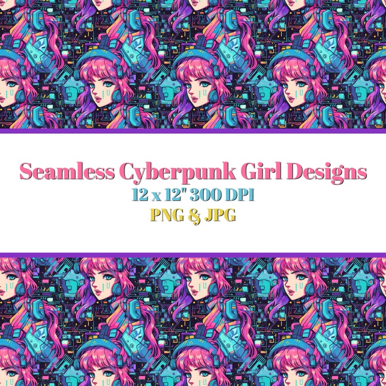 Cyberpunk Girl Digital Paper Cyber Texture Cyberpunk Vibrant Colorful ...