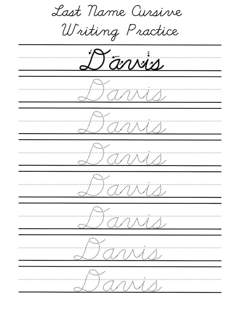 Custom Name Tracing Sheet | Practice Cursive Printable | Handwriting ...
