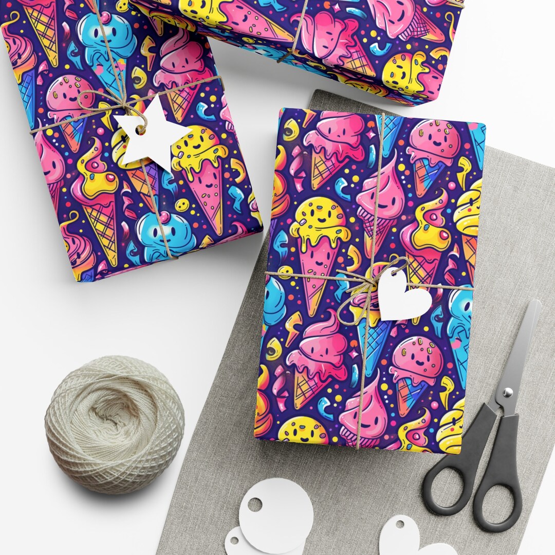 Ice Cream Cone Wrapping Paper Birthday Wrapping Paper Birthday Gift ...
