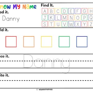 Name Mat I Know My Name Read It Find It Build It Trace It Write It - Etsy