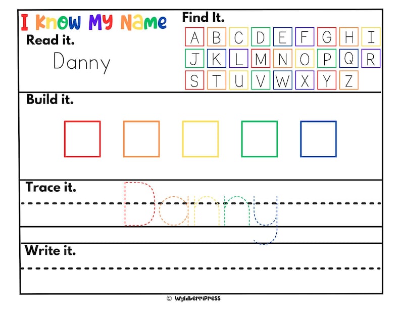 Name Mat I Know My Name Read It Find It Build It Trace It Write It - Etsy