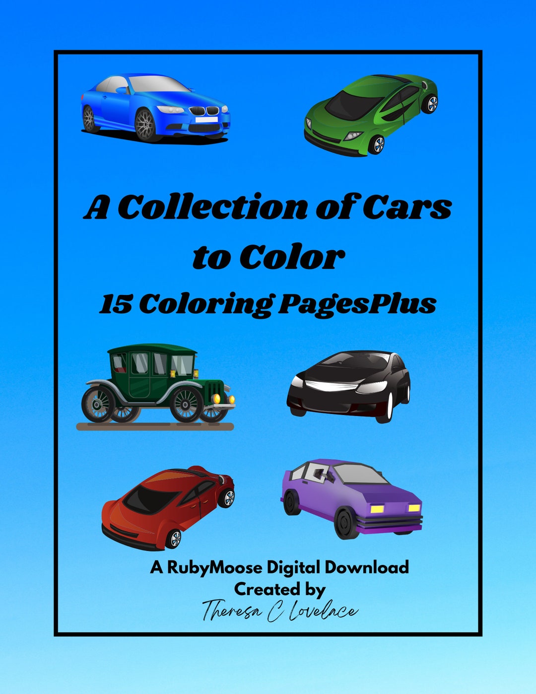 A Collection of Cars to Color, 15 Pages to Color Plus/cars to Color ...