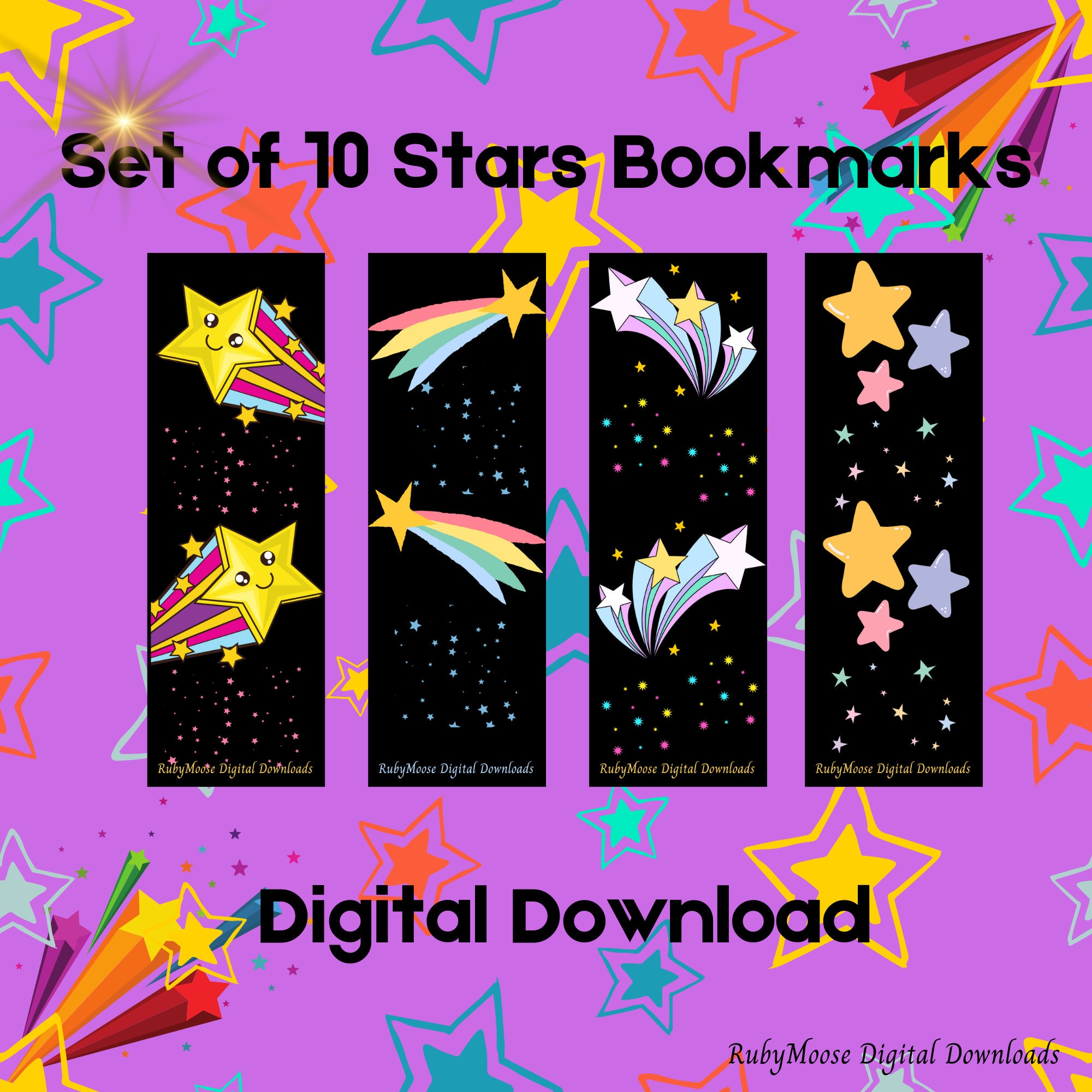 Set of 10 Star Bookmarks, Star Bookmarks, Bookmarks to Download - Etsy