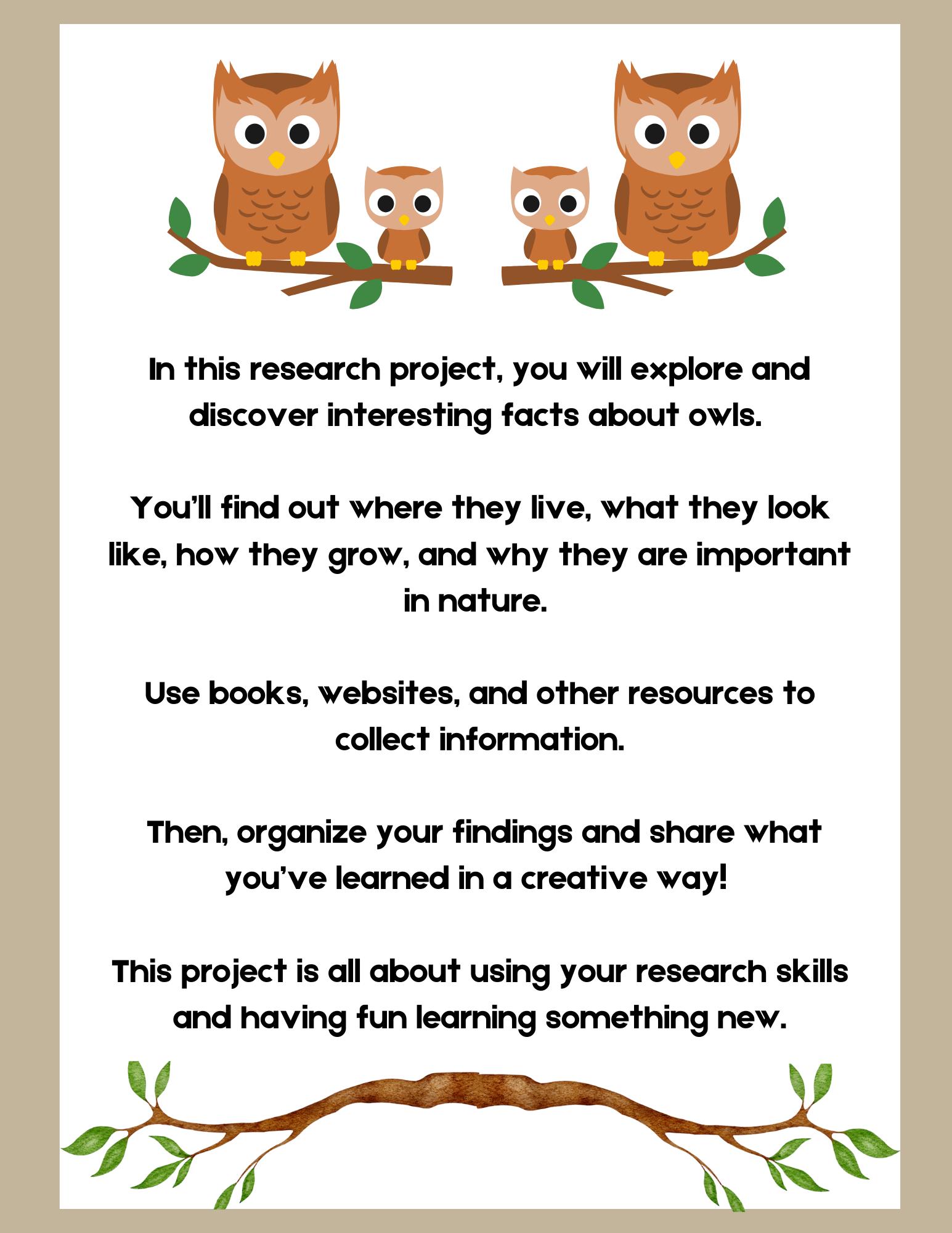 The Wonderful World of Research: Owl Edition, All About Owls, Owl ...